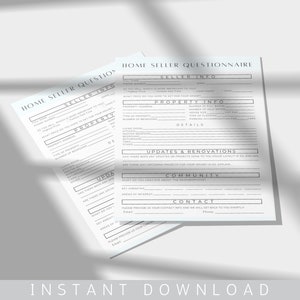 Home Seller Questionnaire Sheet, Buyer Survey, Fillable PDF, Editable ...