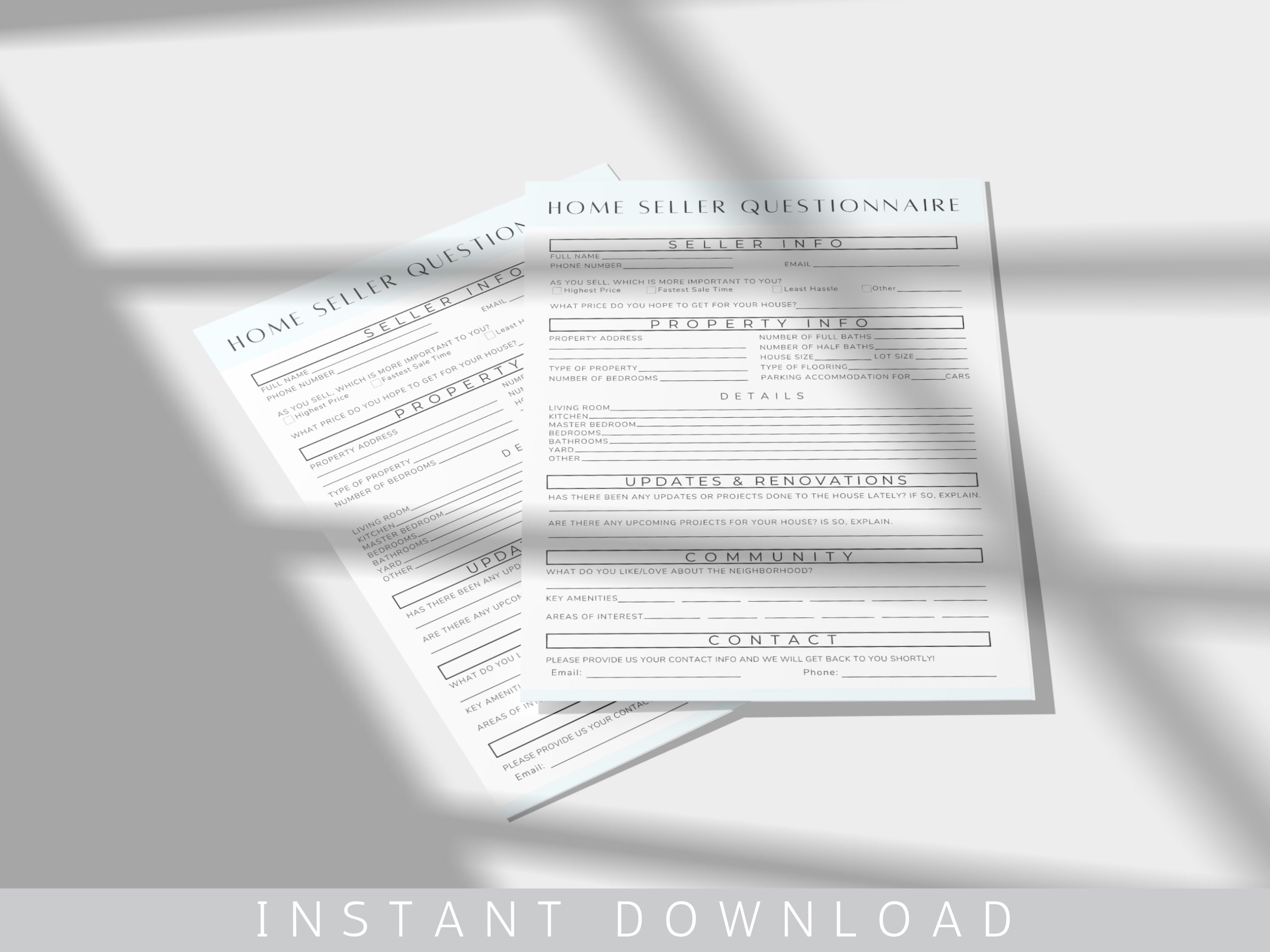 Home Seller Questionnaire Sheet, Buyer Survey, Fillable PDF, Editable ...