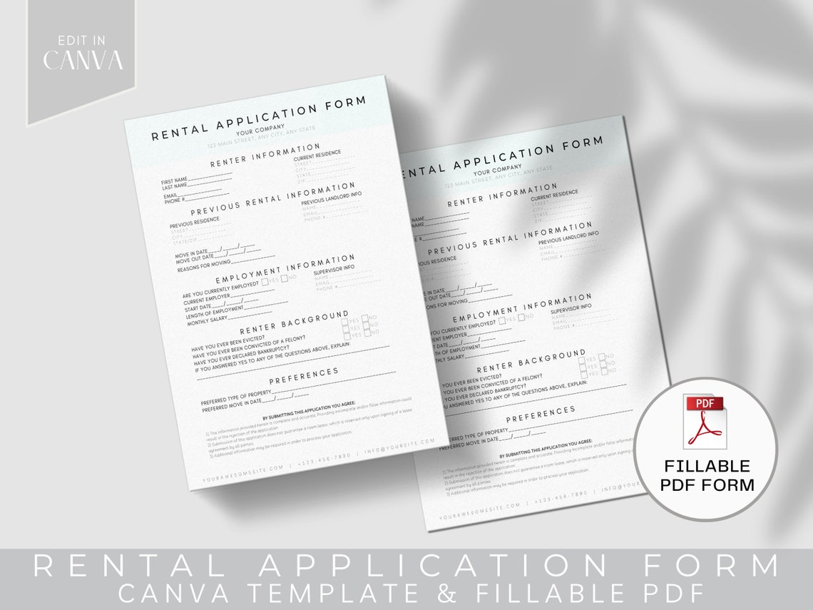 Rental Application Form, Property Management, Tenant Application Form ...