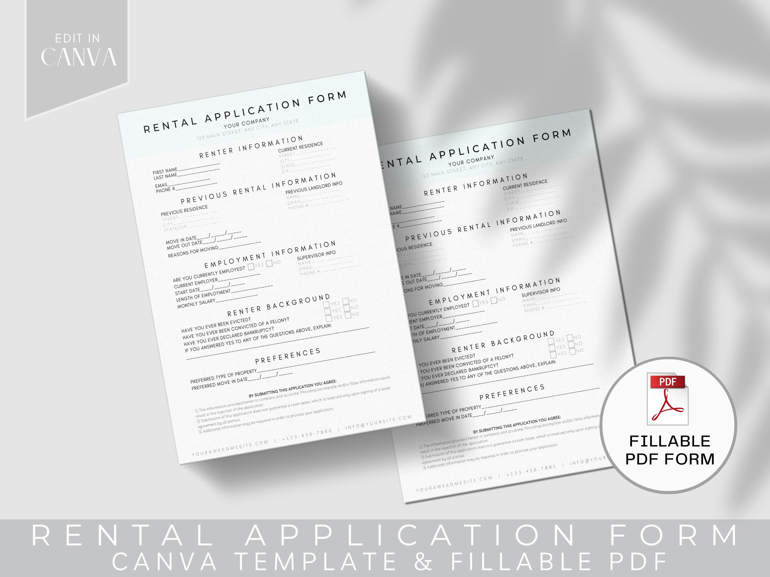 Rental Application Form, Property Management, Tenant Application Form ...