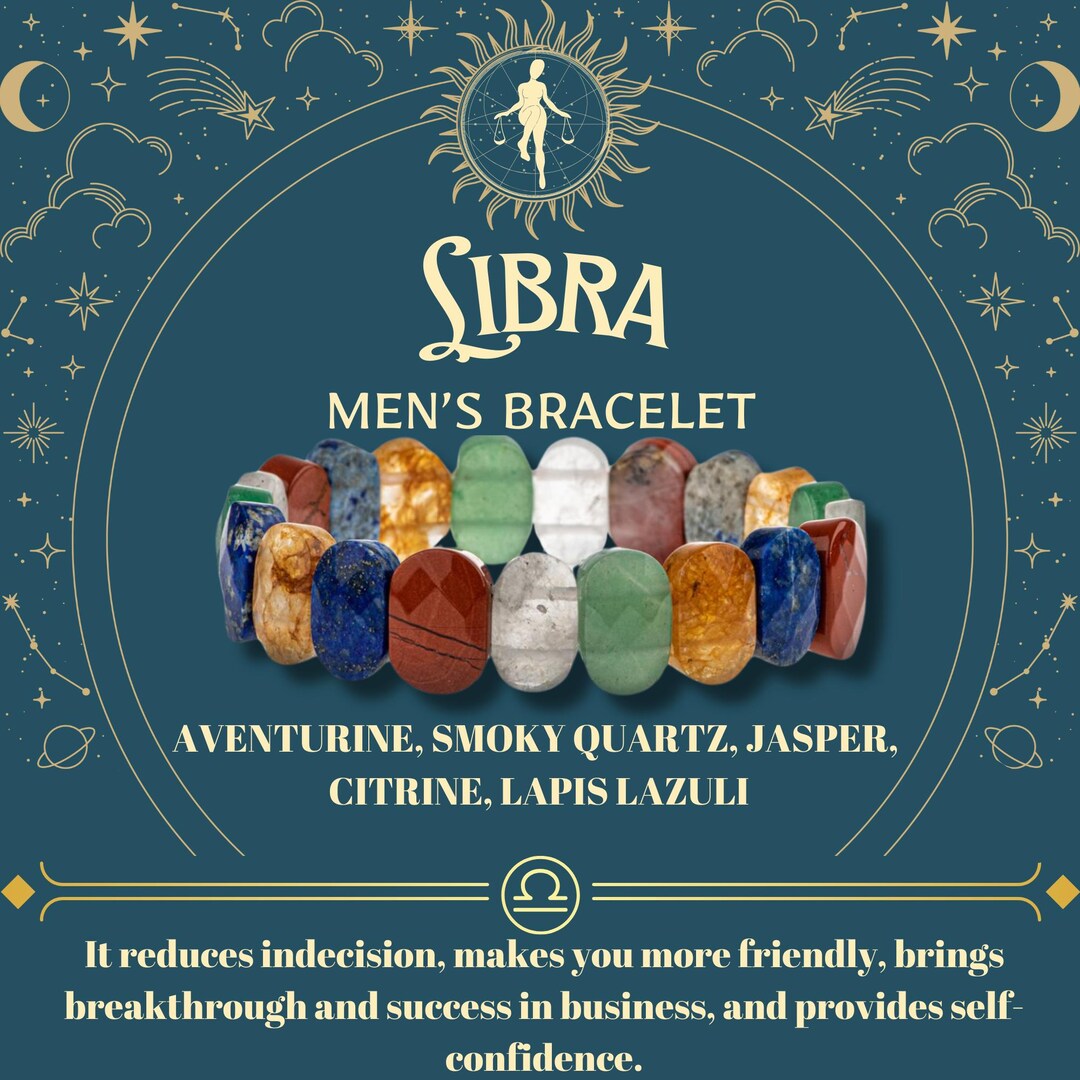 Libra Natural Stone Men's Bracelet, Libra Men's Bracelet, Special ...