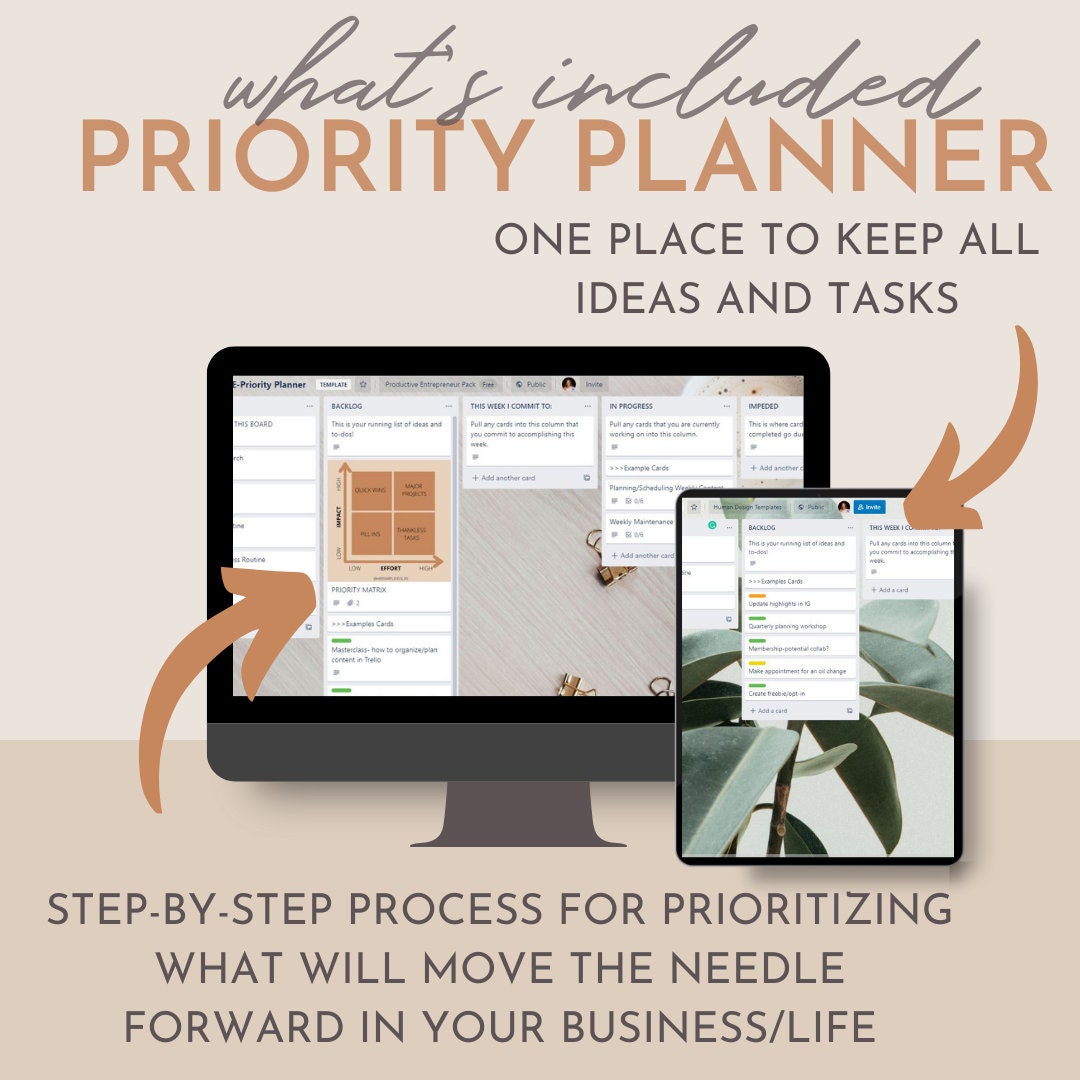 Weekly & Daily Business Planner Trello Template | Weekly Planner ...