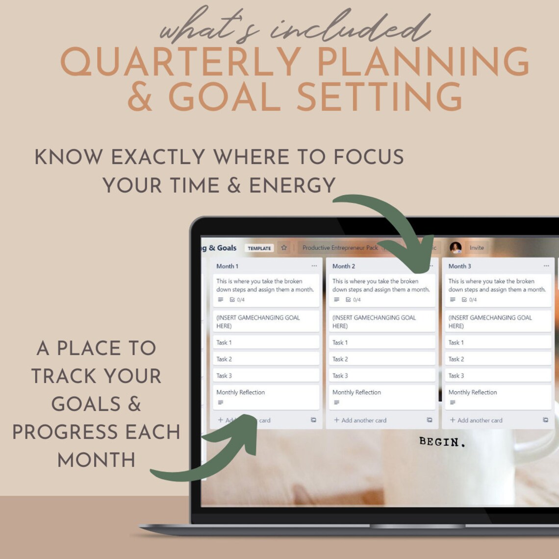 Quarterly Planning & Goal Setting Trello Template, 90-day Action Plan ...