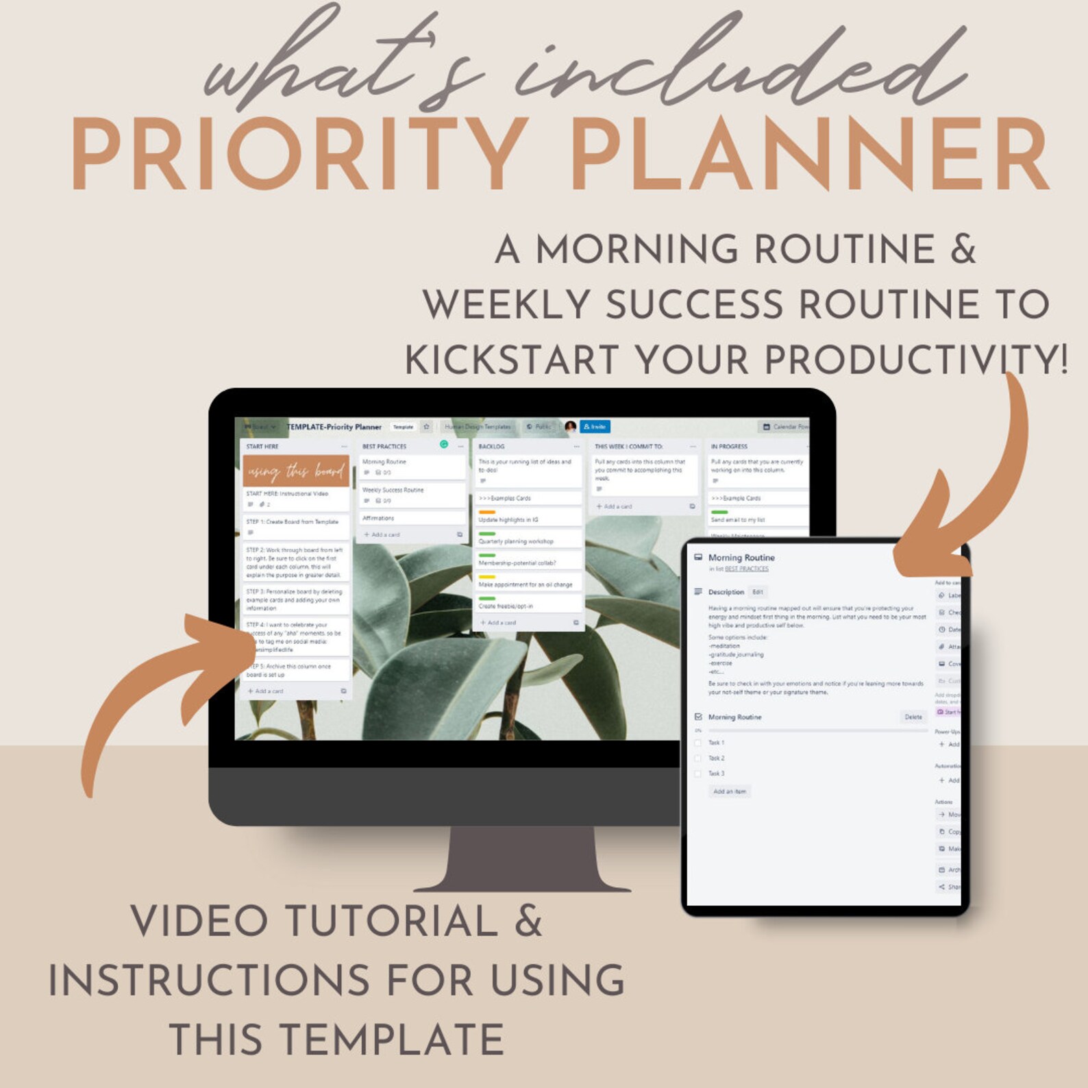 Weekly & Daily Business Planner Trello Template | Weekly Planner ...