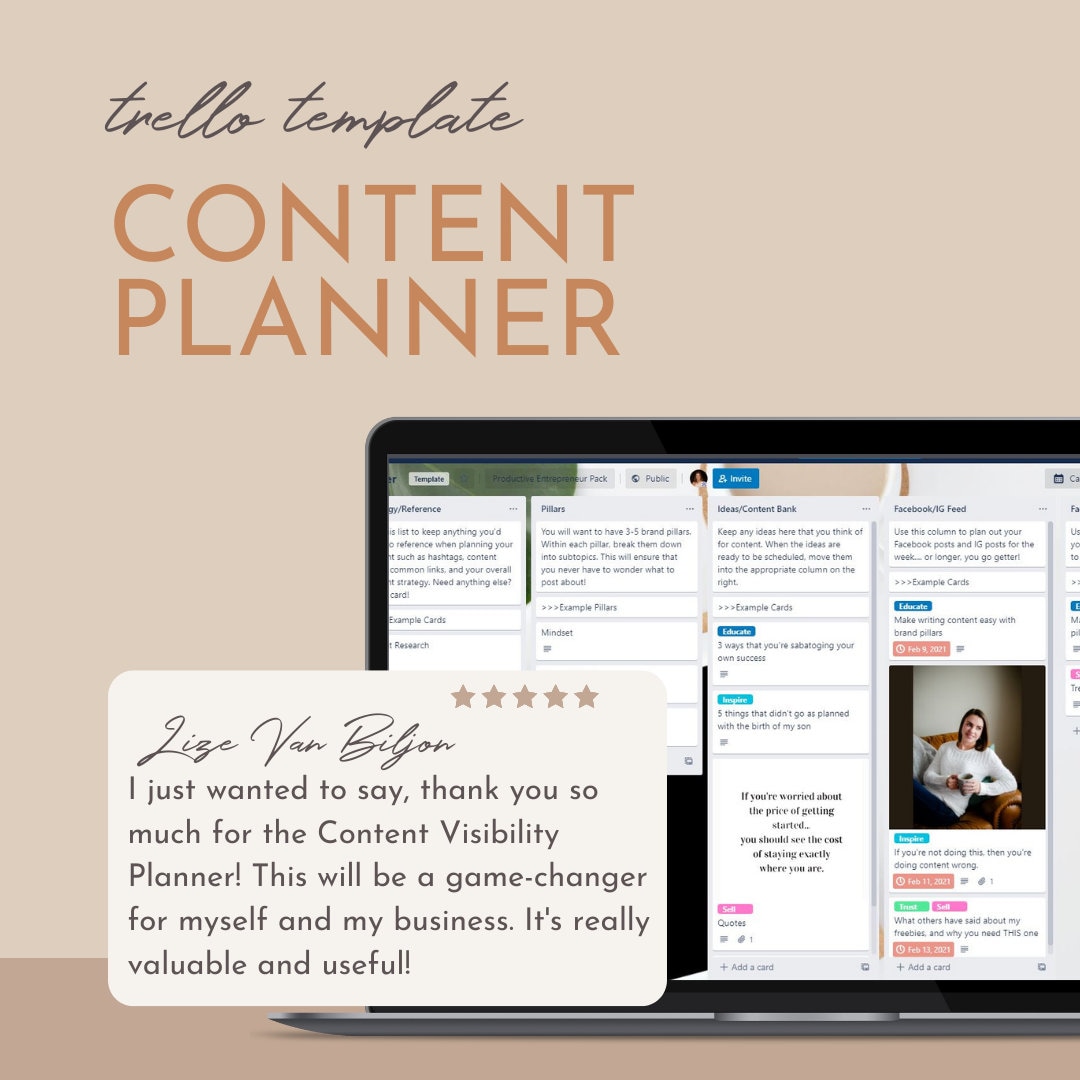 Content Planner Trello Template | Social Media Calendar | Social Media ...
