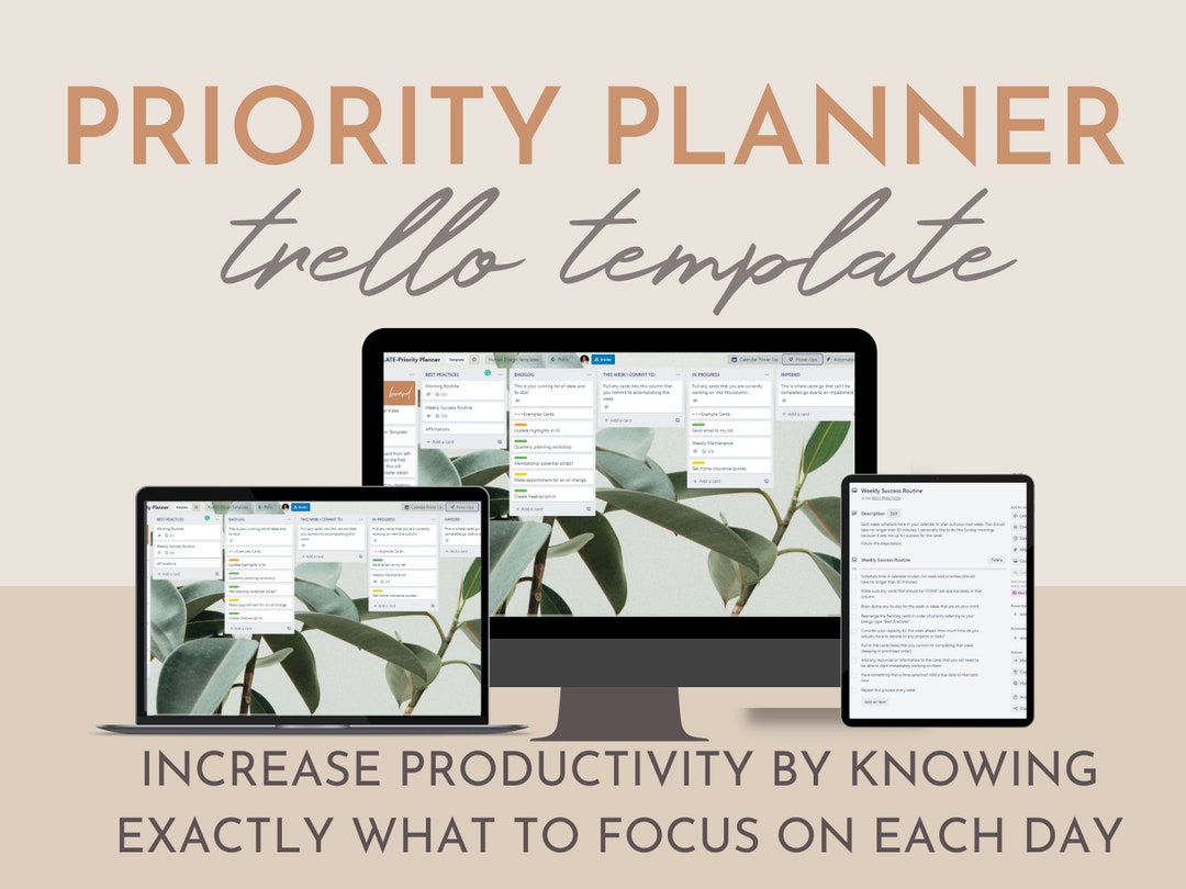 Weekly & Daily Business Planner Trello Template | Weekly Planner ...