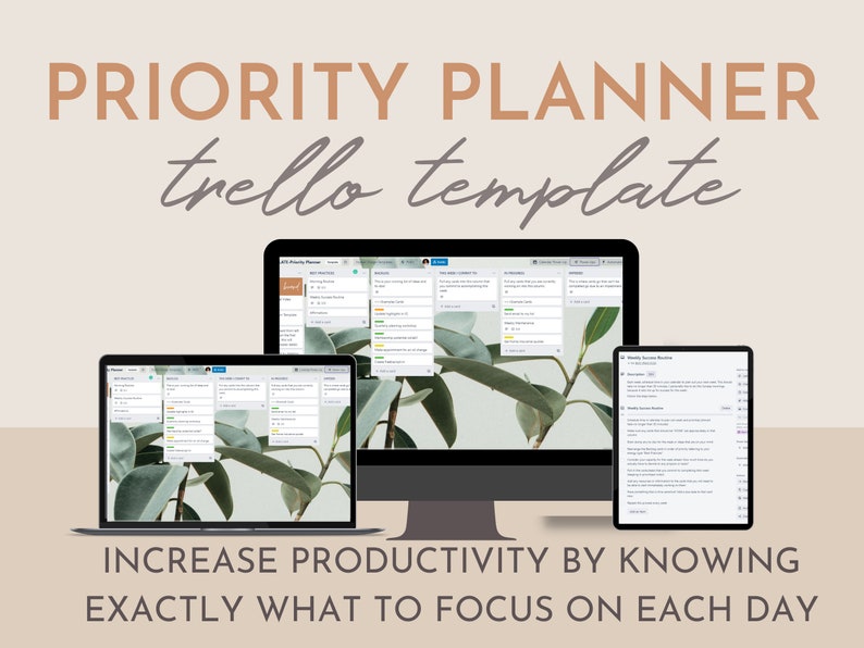 Weekly & Daily Business Planner Trello Template | Weekly Planner ...