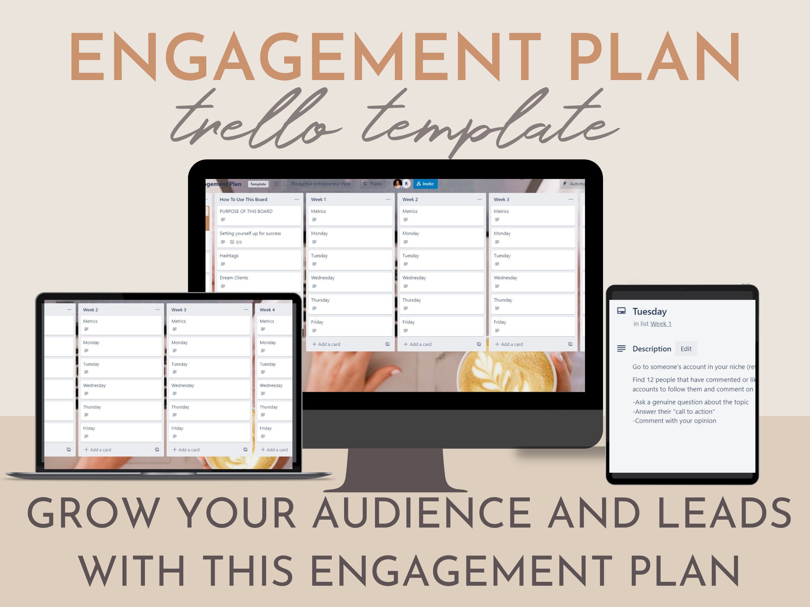 Engagement Plan for Instagram| Engagement Trello Template Tracker for ...