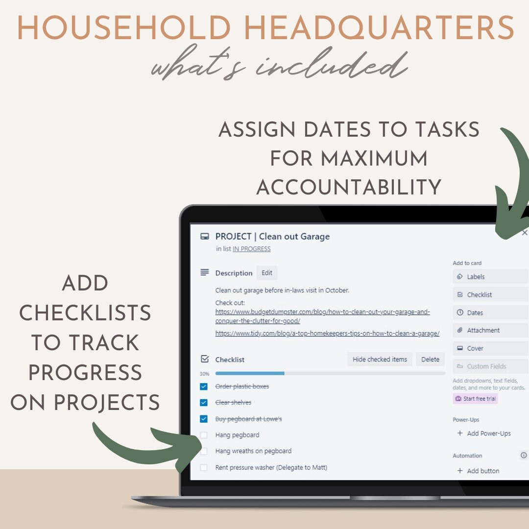 Household Headquarters Trello Template, Digital Family Planner, Family ...