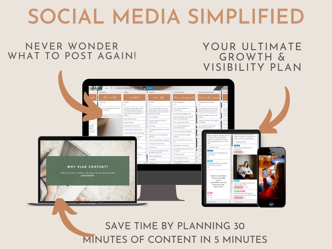 Content Planner Trello Template Bundle Social Media Growth - Etsy