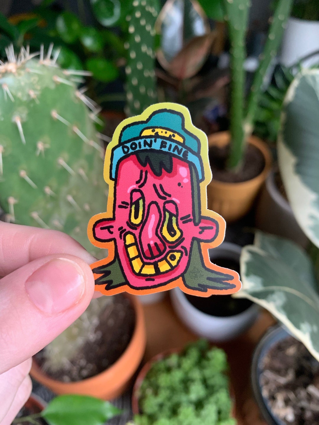 Smiley Face Sticker Doing Fine Small Funny Satin/matte Vinyl Die Cut ...