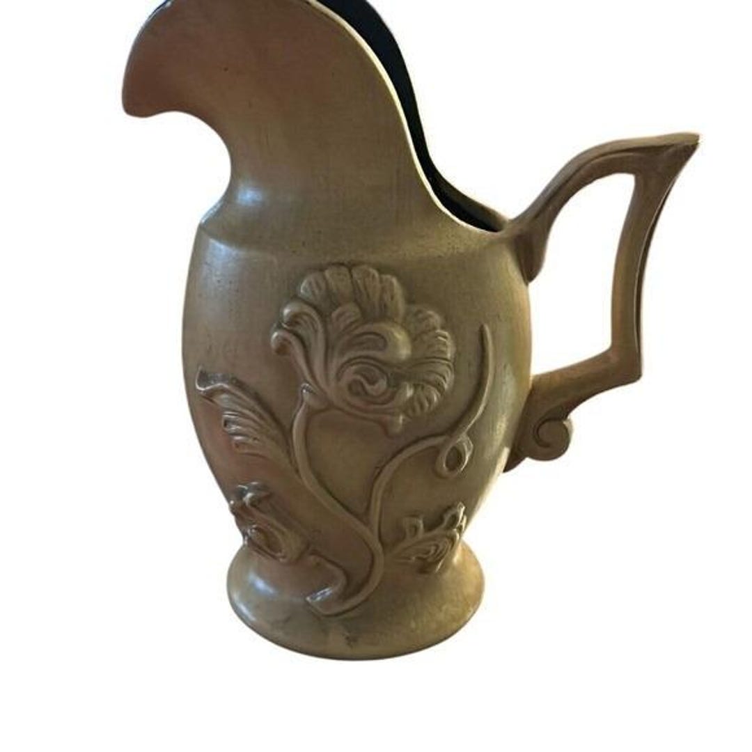 Vintage Royal Haeger USA Pottery Pitcher – Floral Relief Ewer – 1940s ...