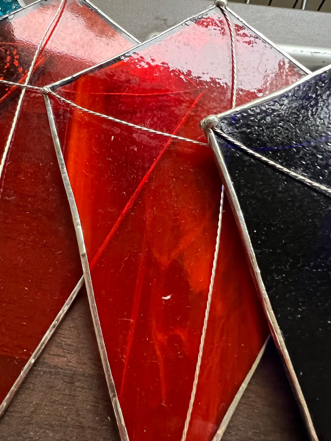 Stained Glass LARGE Kites With Beautiful Silver Tails and Coordinating ...