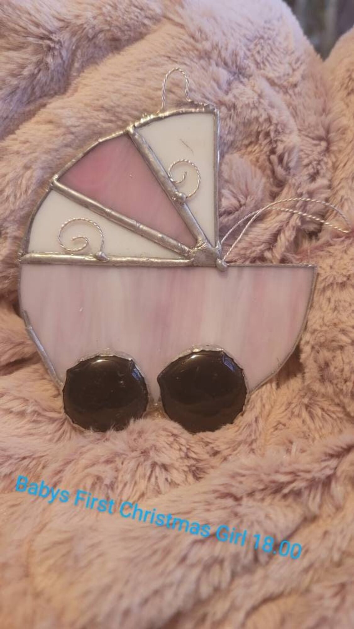 Stained Glass Baby Stroller Window Decor, Pink Baby Stroller Suncatcher ...