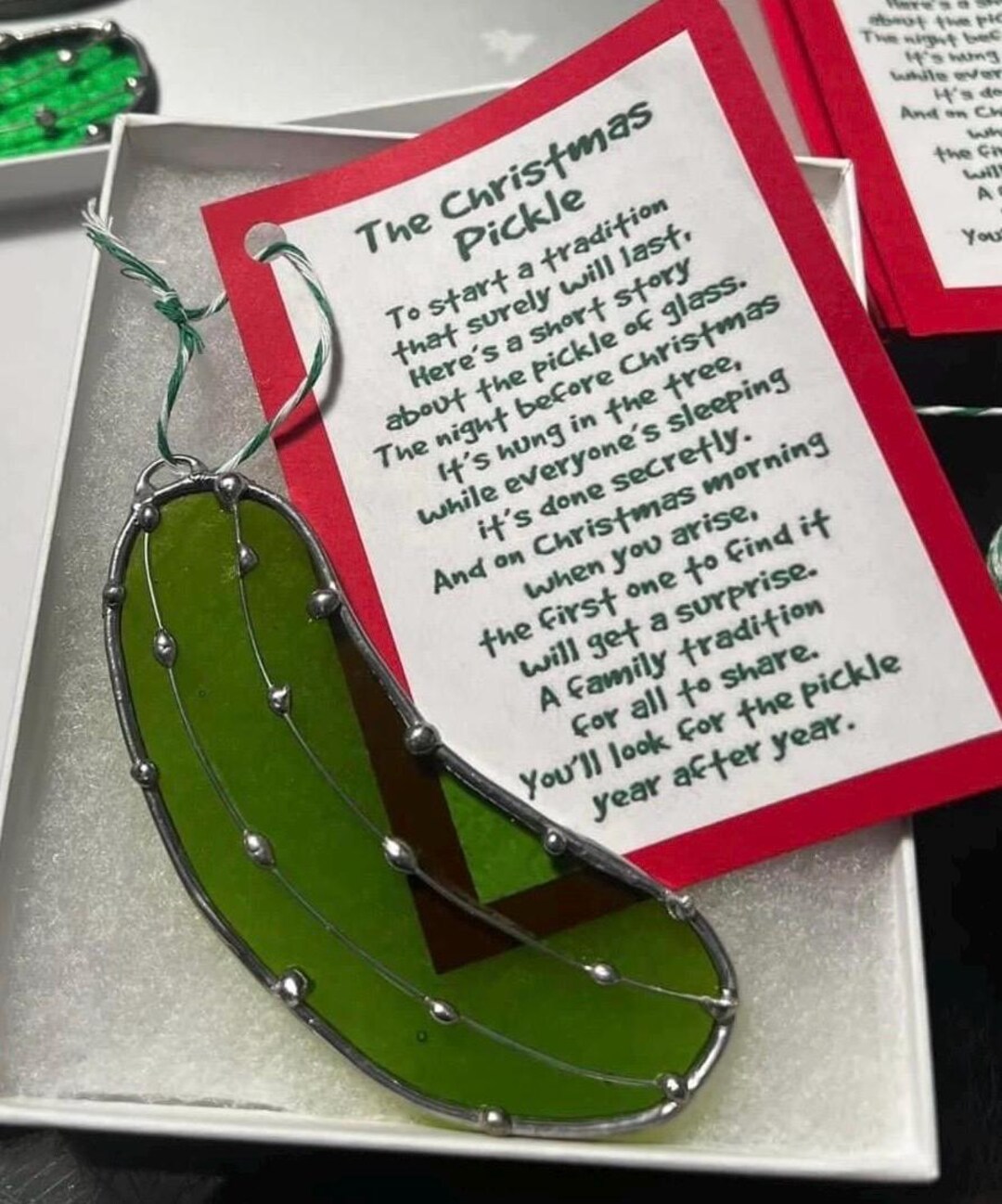 Stained Glass Christmas Pickle Window Decor, Stained Glass Tree ...