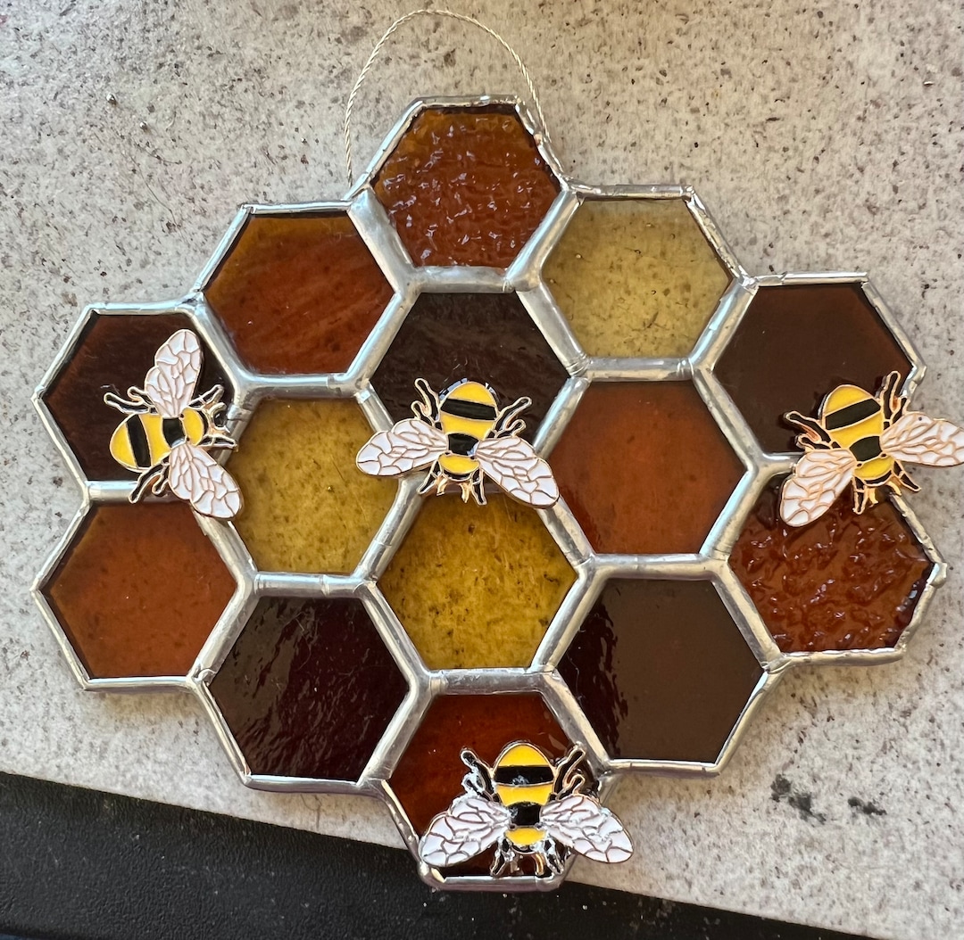 Large One Inch Cell Beehives , Stained Glass Beehive, Stained Glass ...