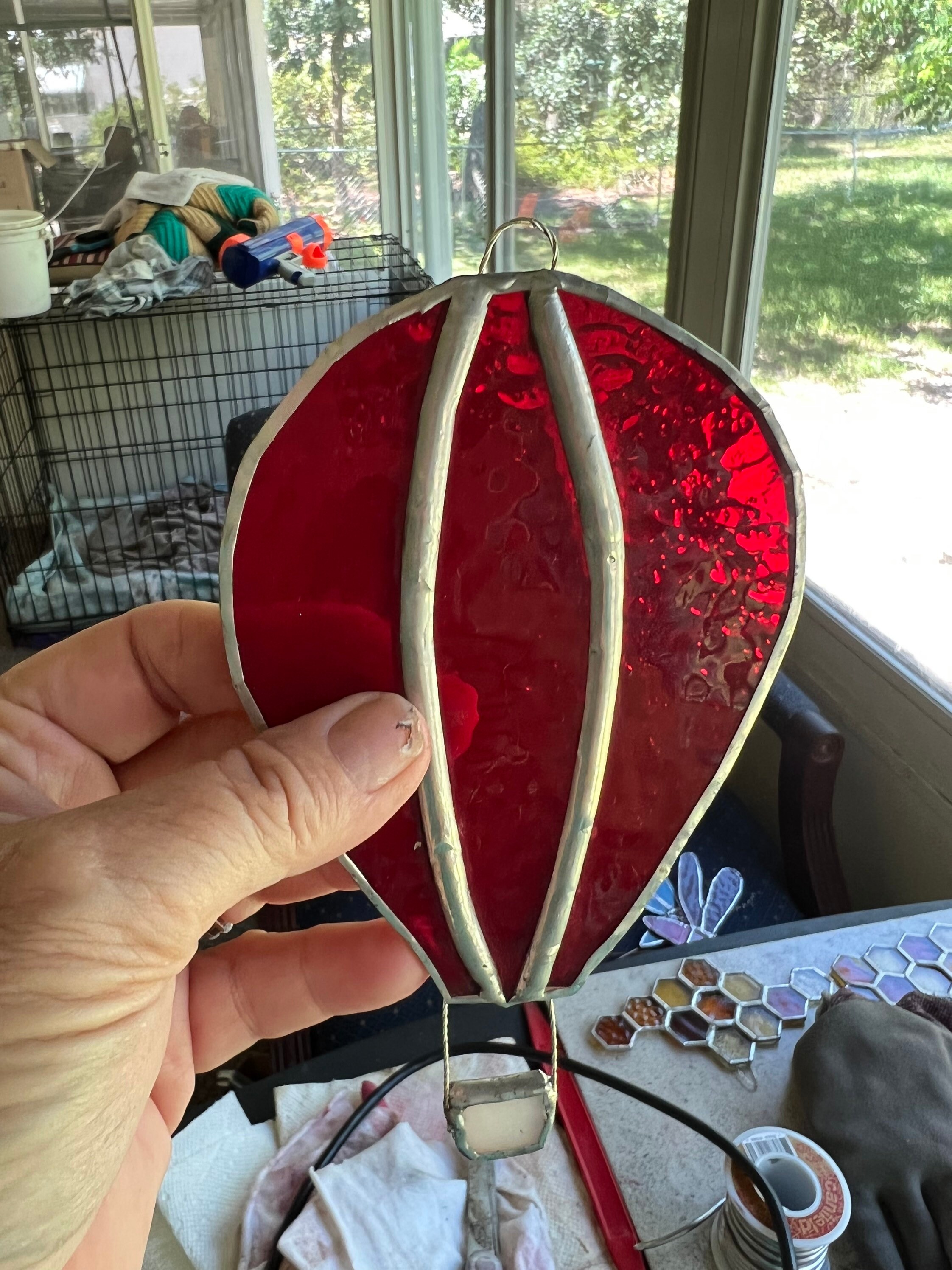 Stained Glass Hot Air Balloon Window Decor, Hot Air Balloon Suncatcher ...