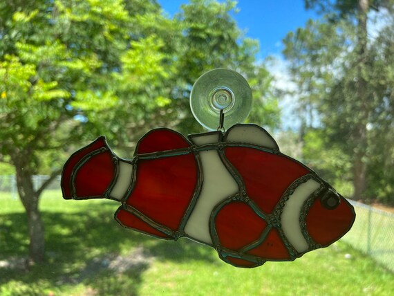 Stained Glass Clown Fish Window Decorclown Fish Suncatcher - Etsy