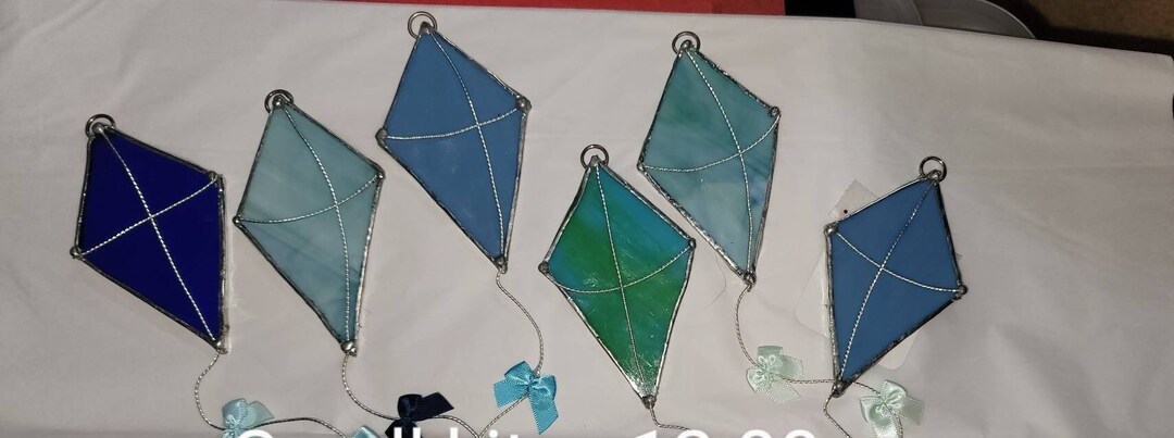 Stained Glass Kites With Beautiful Silver Tails and Coordinating ...