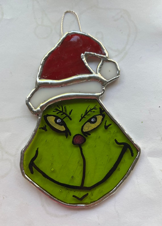 Stained Glass Grinch Window Decor Grinch Suncatcherchristmas - Etsy