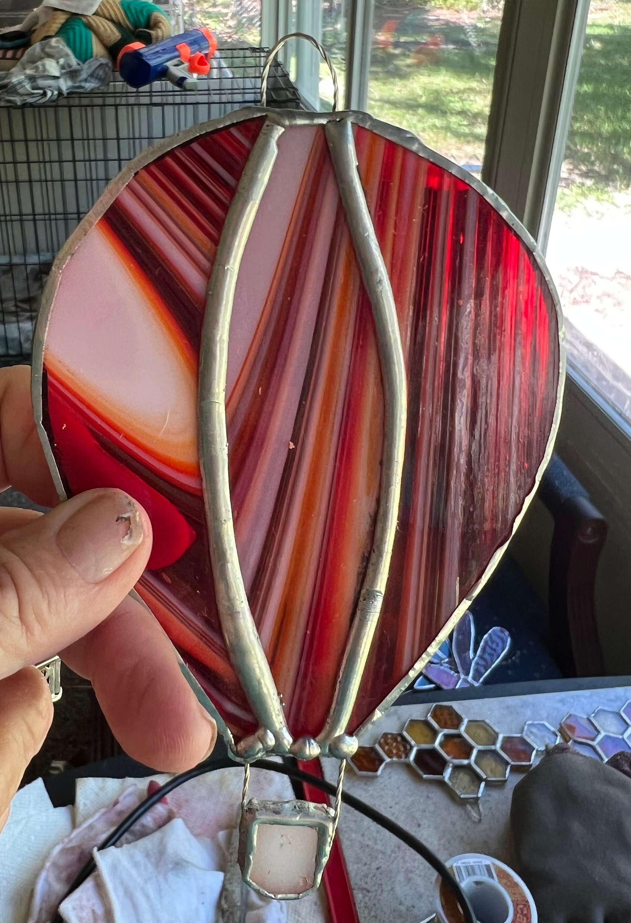 Stained Glass Hot Air Balloon Window Decor, Hot Air Balloon Suncatcher ...