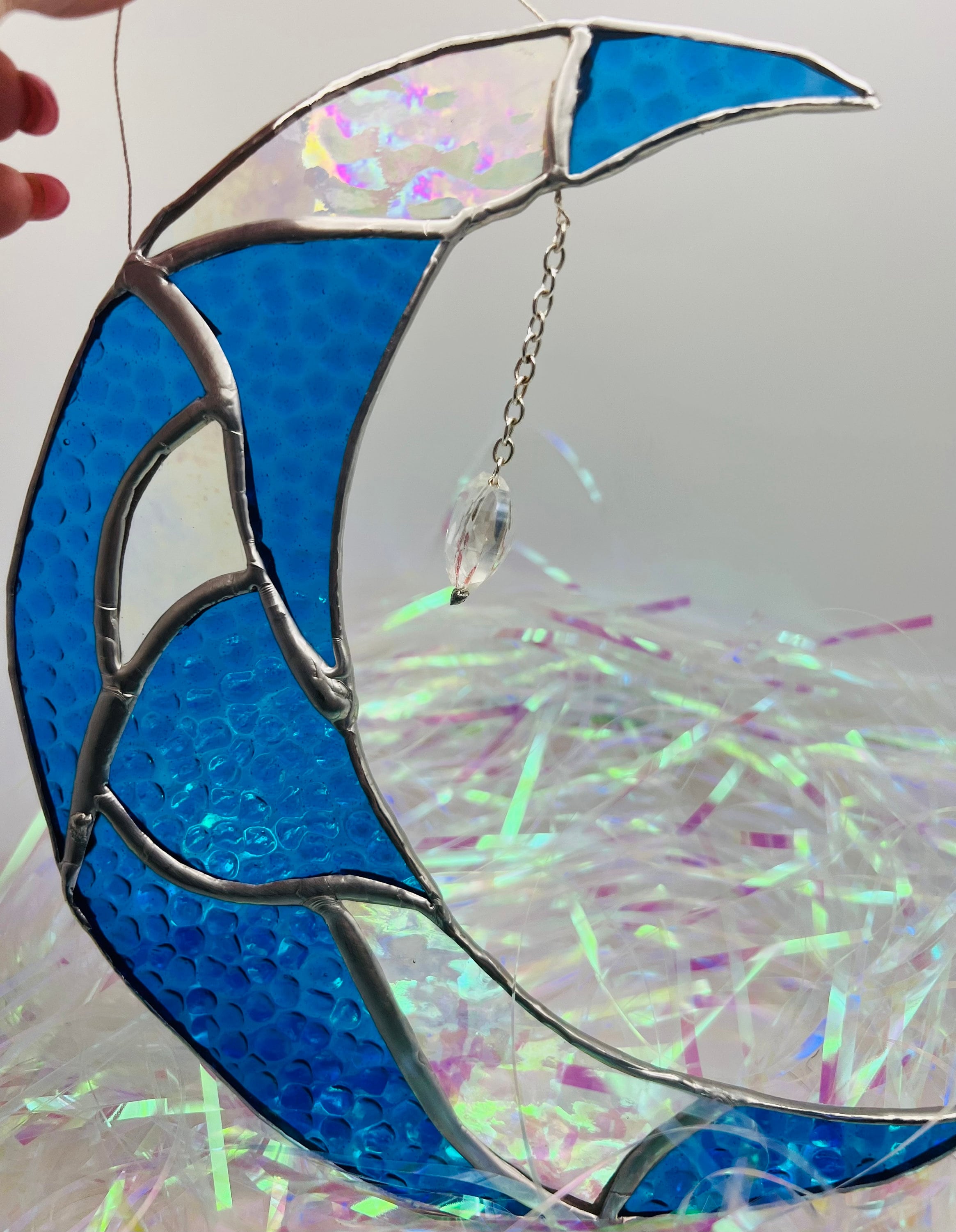 Crescent Moon Window Suncatcher With Genuine Crystal Dangle - Etsy