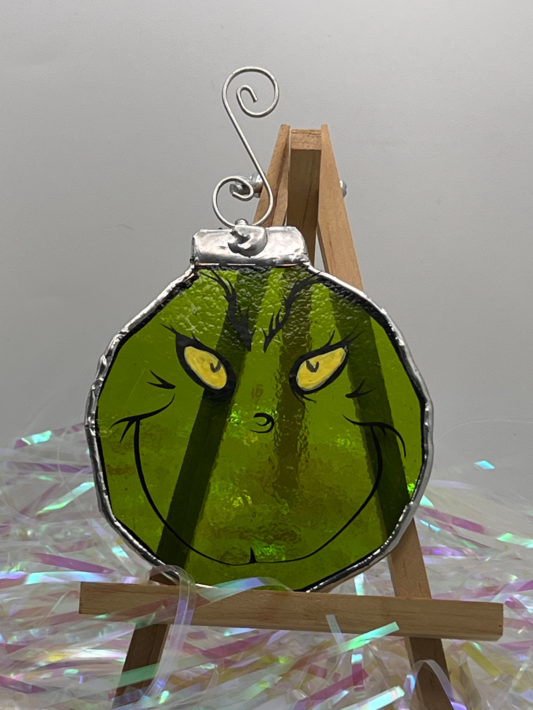Stained Glass Grinch Window Decor Grinch Suncatcherchristmas - Etsy