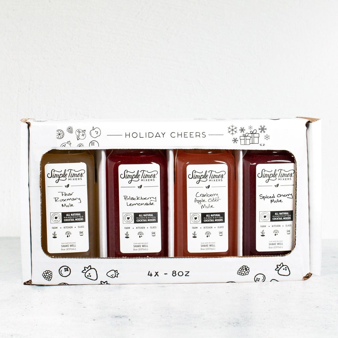 Holiday Cheers 4-pack (4x8oz), All Natural Cocktail Mixers Gift Set - Etsy
