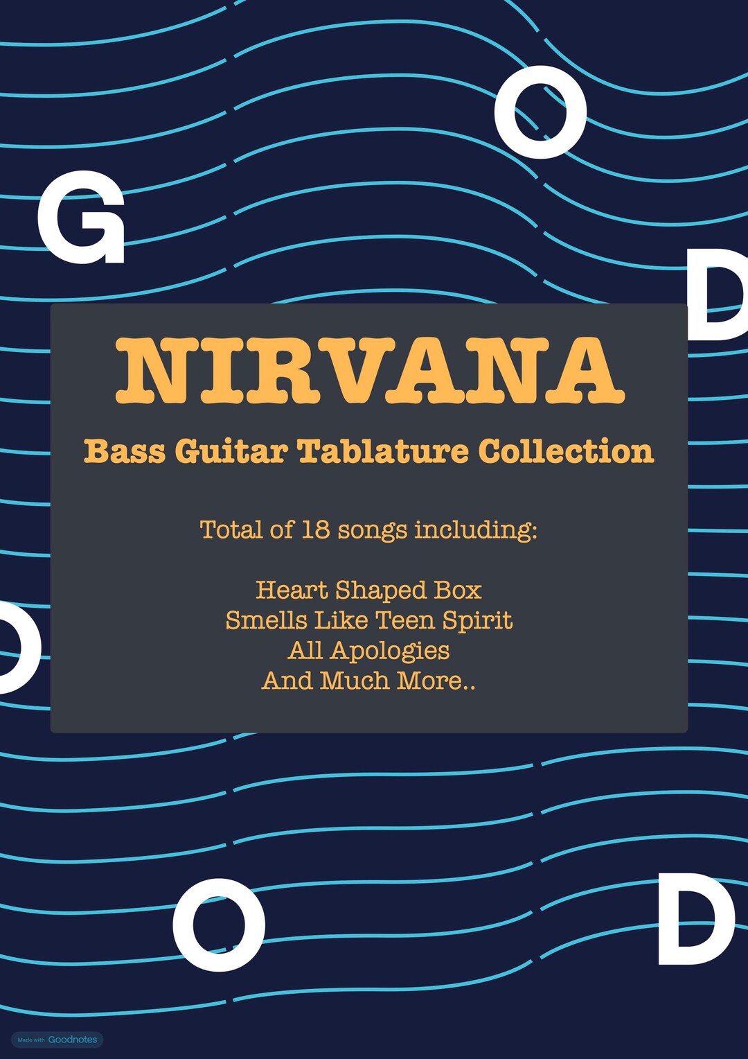 Nirvana Bass Guitar Tablature Collection | PDF Download Printable - Etsy