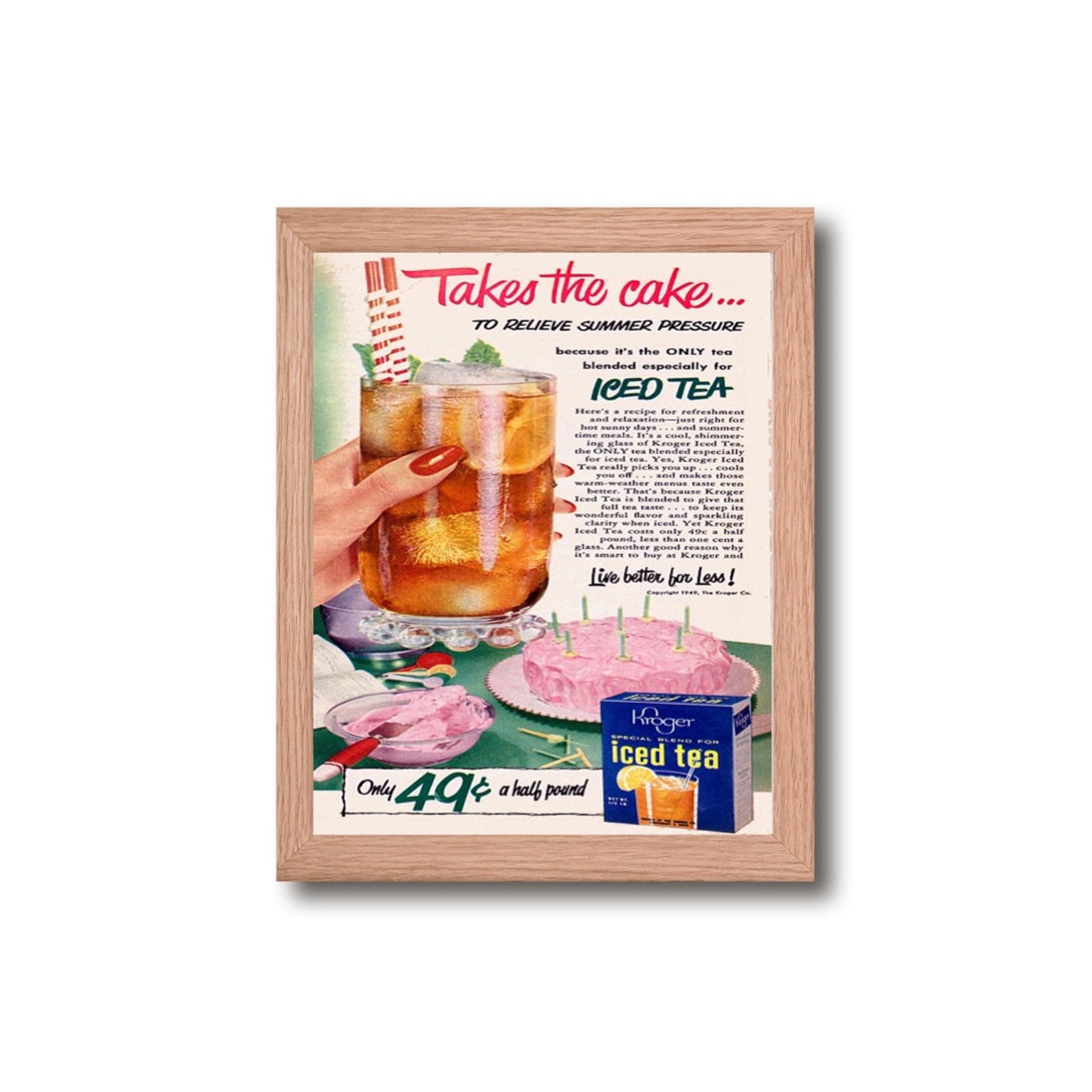 Vintage Iced Tea Ad Poster: Retro Kitchen Wall Art (digital Download ...
