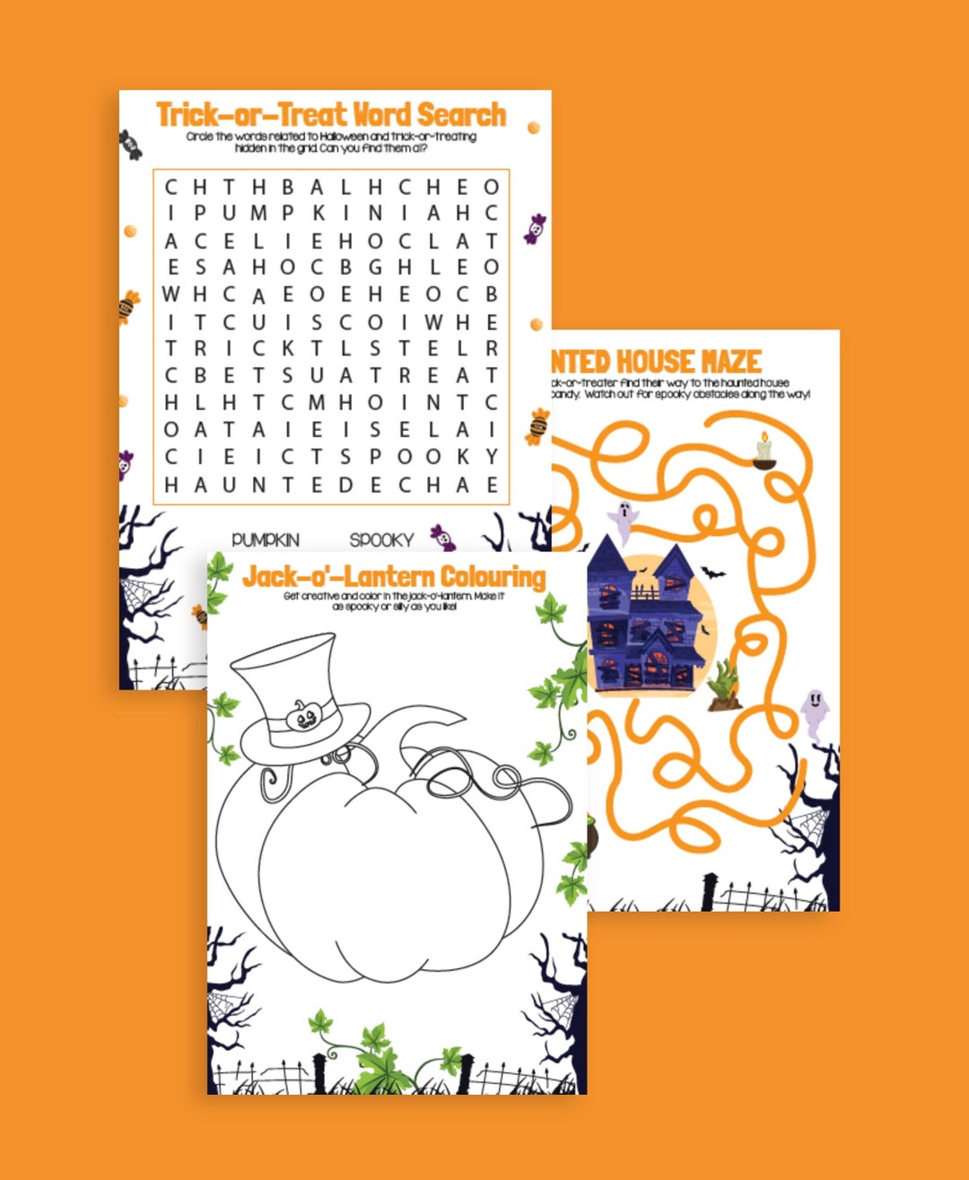 Printable Halloween Activity Worksheet Pack (10 Activities) for Kids ...