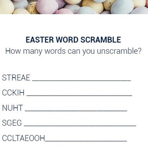 EASTER Word Scramble KIDS Fun Ready to Use DIGITAL Instant Download ...