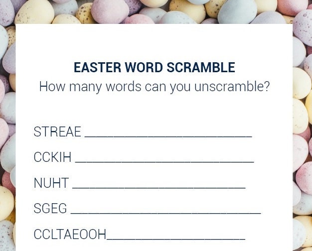 EASTER Word Scramble KIDS Fun Ready to Use DIGITAL Instant Download ...
