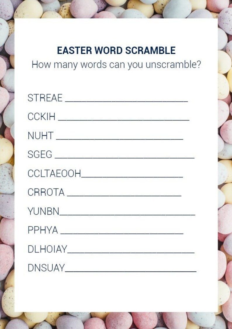 EASTER Word Scramble KIDS Fun Ready to Use DIGITAL Instant Download ...