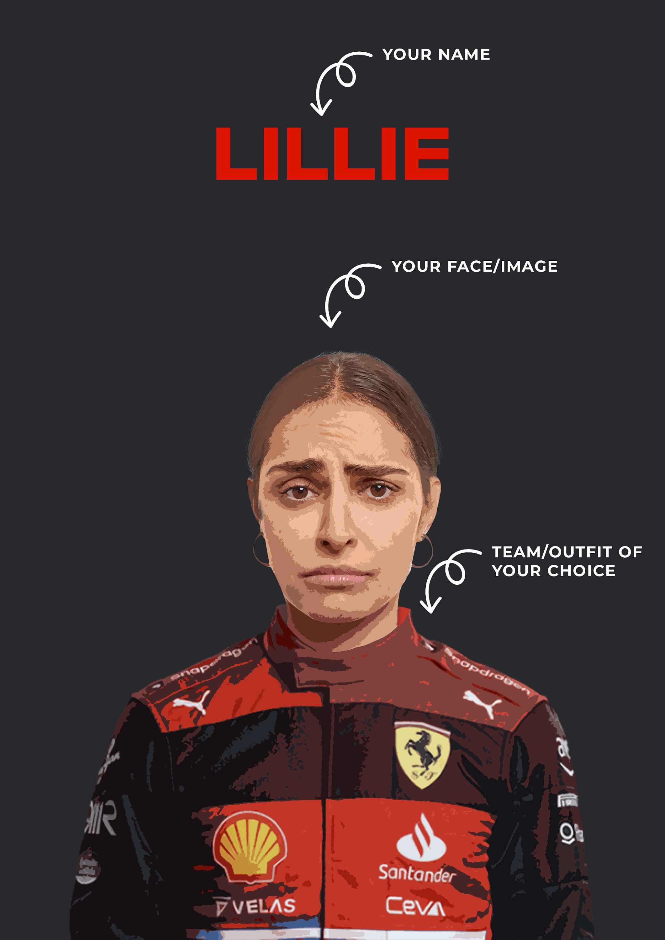 Be A Formula 1 Driver Custom F1 Portrait, Grand Prix, Personalised ...