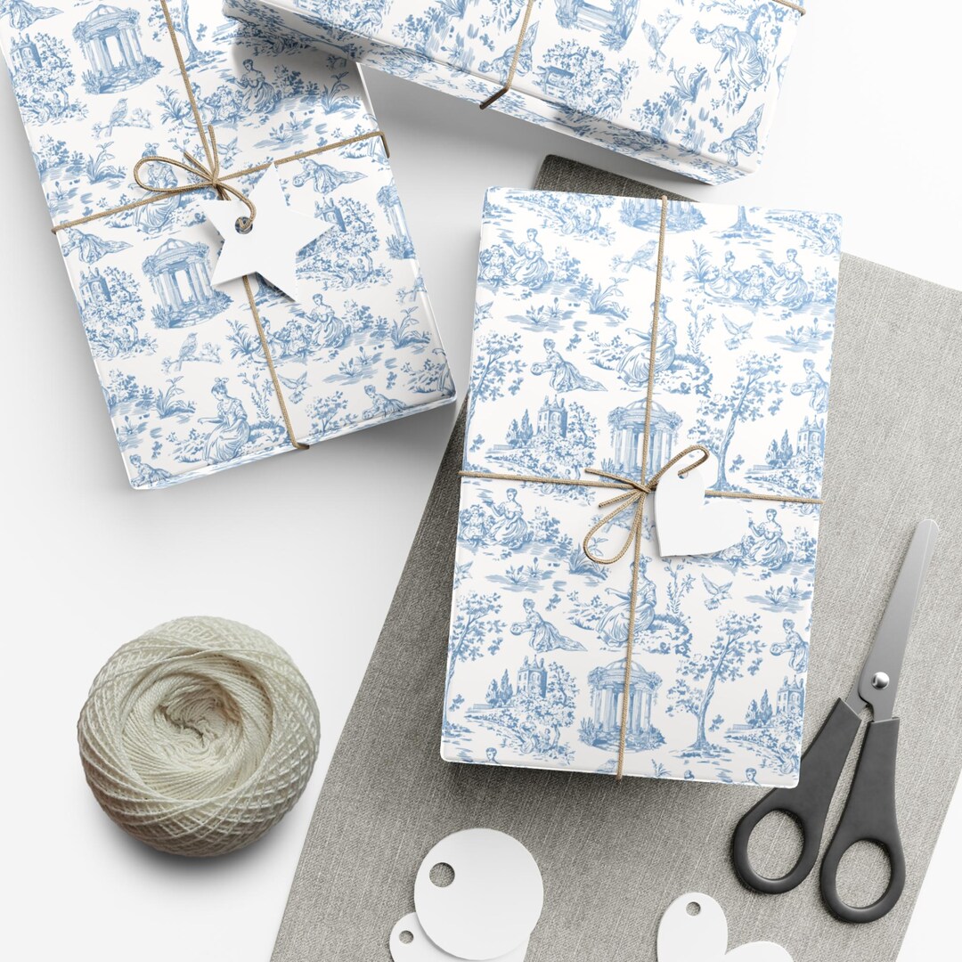 Elegant Blue French Country Toile Gift Wrap Papers for Any Occasion ...