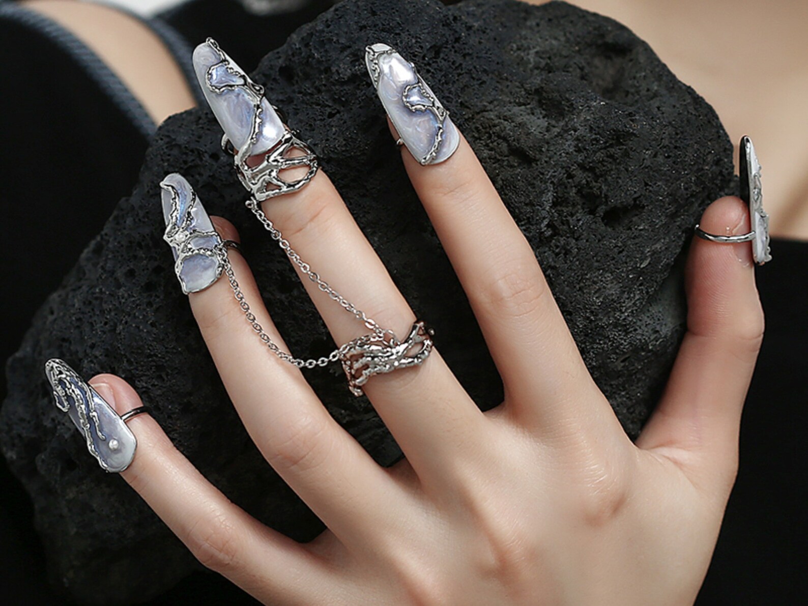 Purple & Silver Fingertip Ring Nail Ring Open Adjustable - Etsy