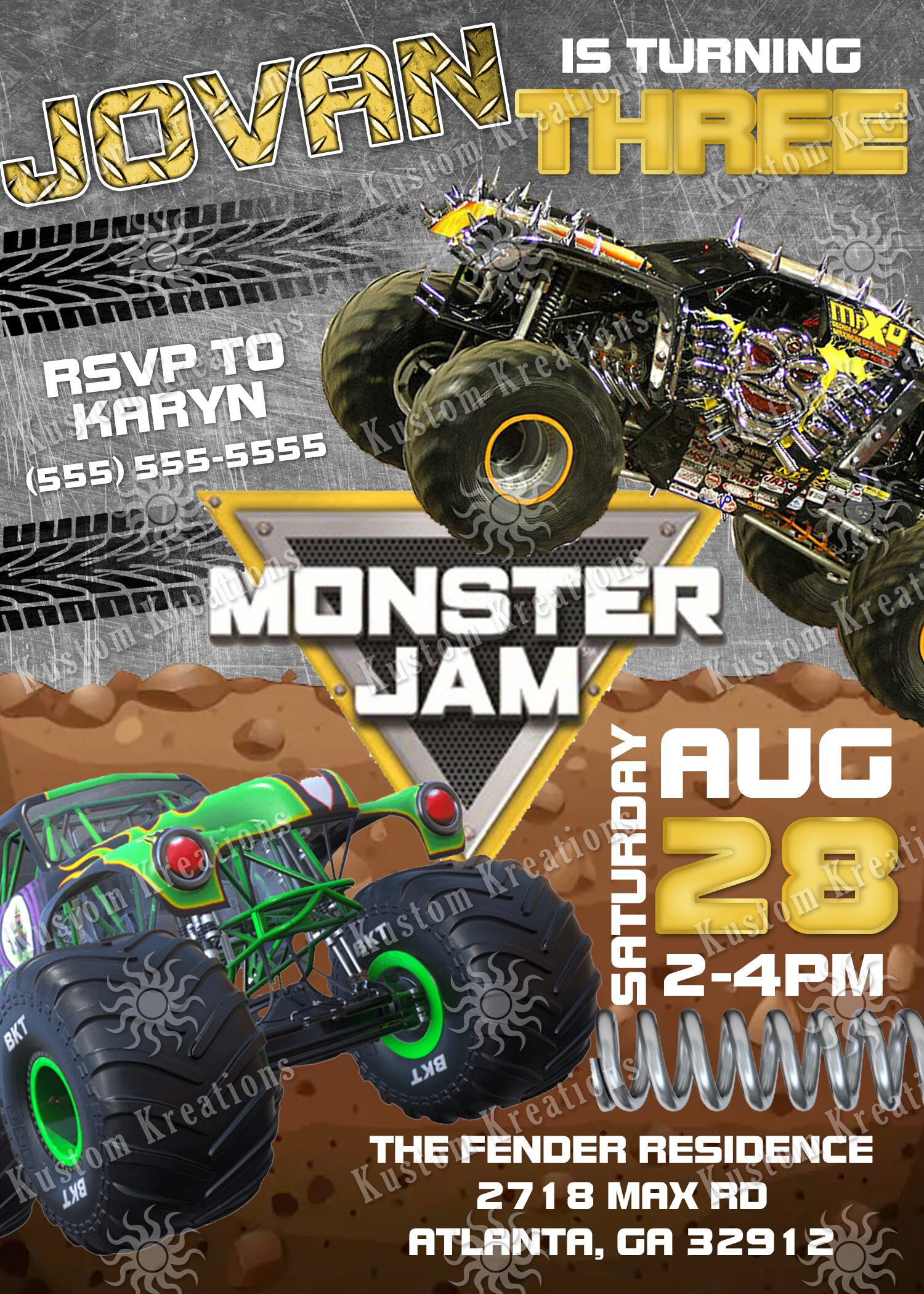 Monster Truck Jam Birthday Invitation 2 - Etsy