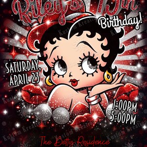 Betty Boop Red, Black and White Birthday Invitation - Etsy