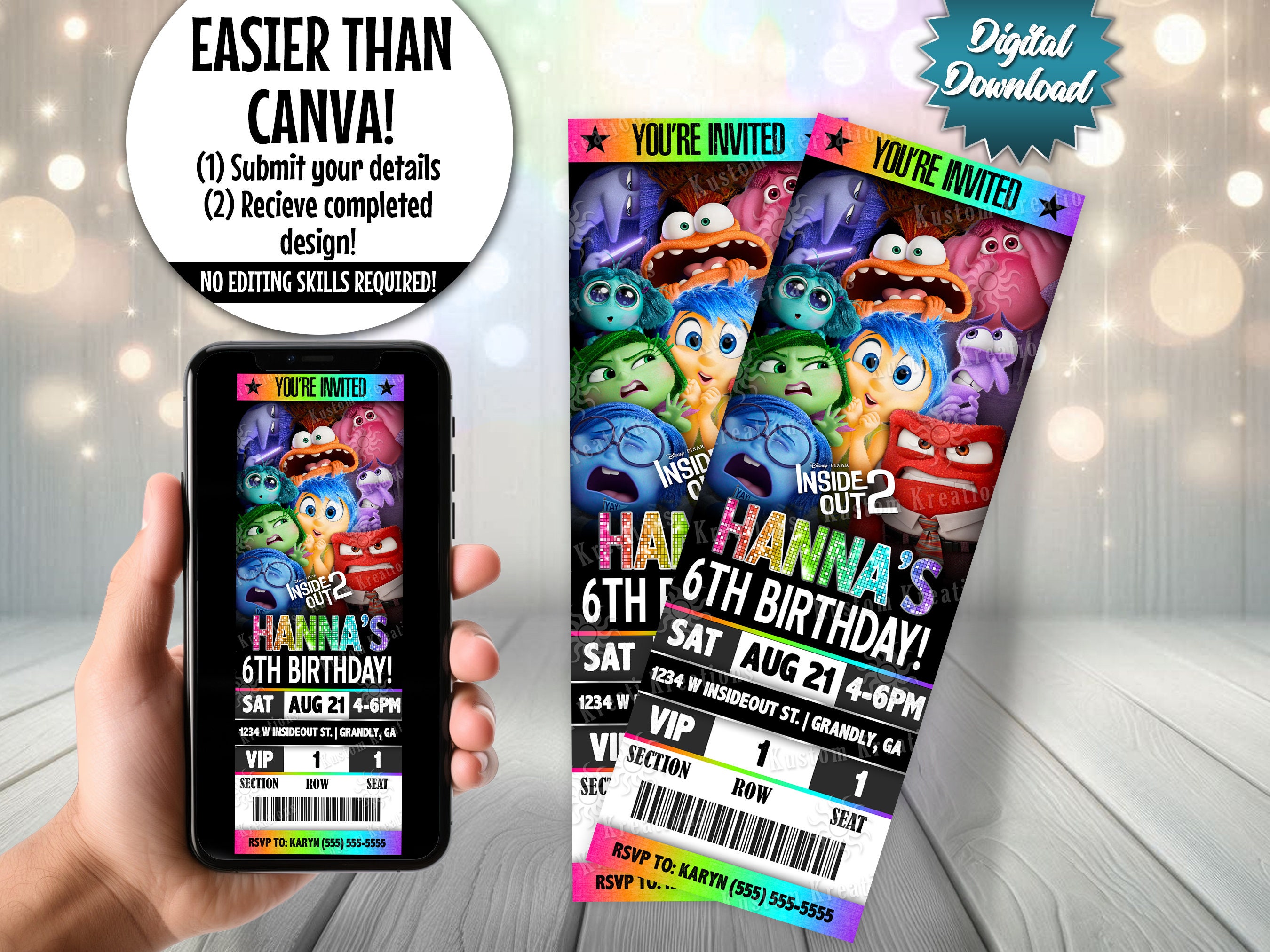 Inside Out 2 Ticket Birthday Invitation - Etsy