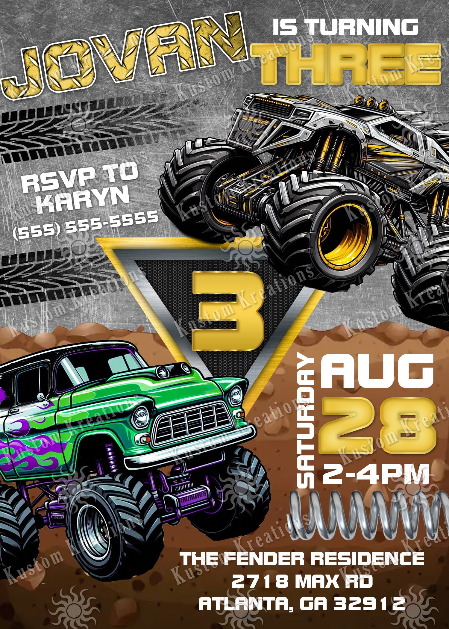 Monster Truck Jam Birthday Invitation 2 - Etsy