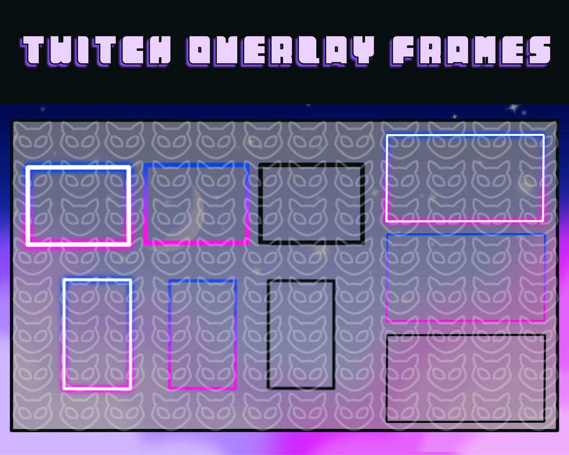 Marcos superpuestos de Twitch: azul neón rosa neón púrpura - Etsy México