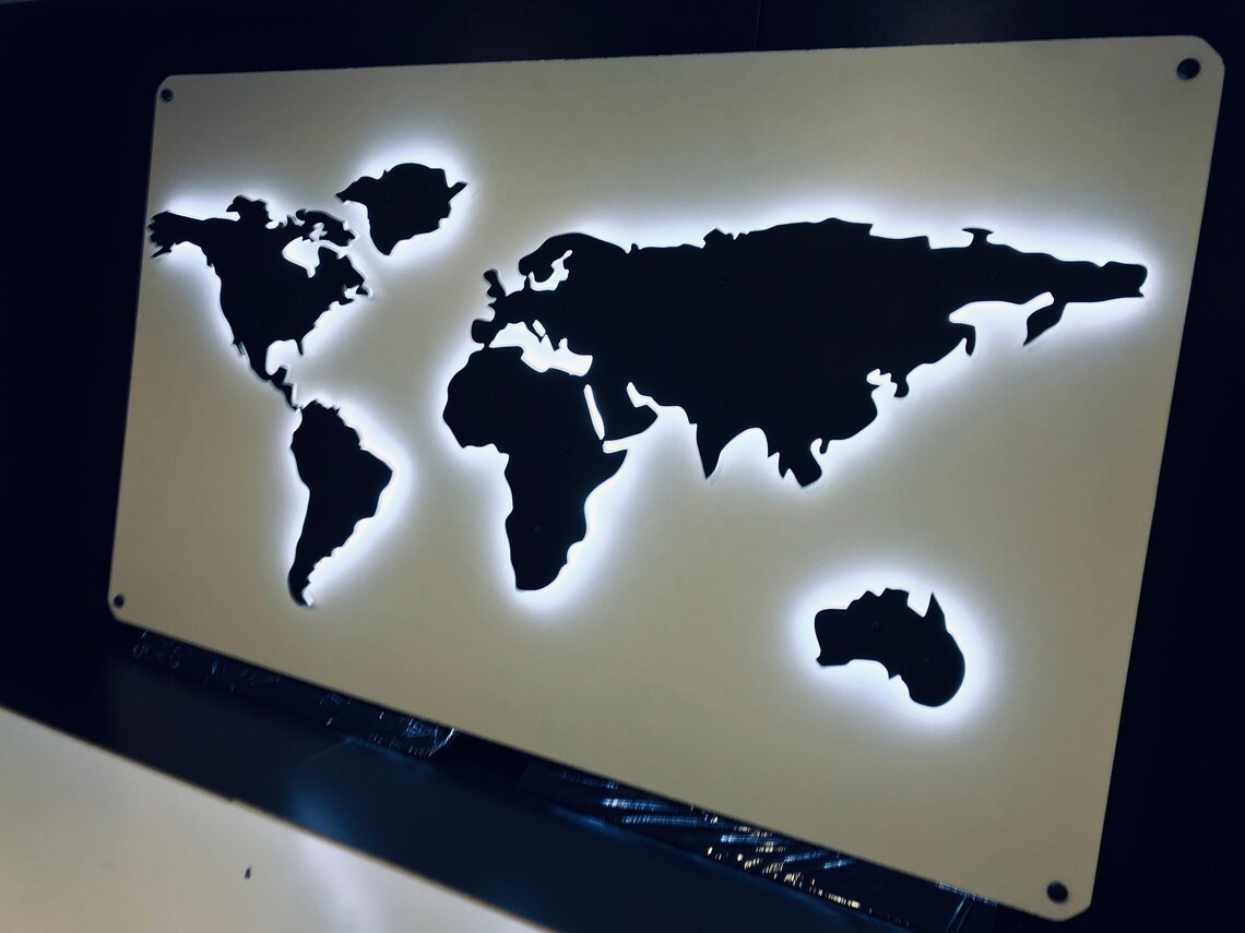 Mapa del mundo LED blanco decoración de pared / mapa del mundo de ...