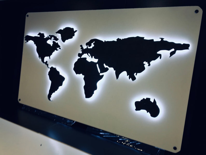 Mapa del mundo LED blanco decoración de pared / mapa del mundo de ...