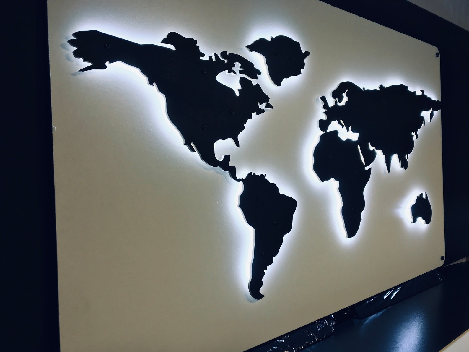 Mapa del mundo LED blanco decoración de pared / mapa del mundo de ...
