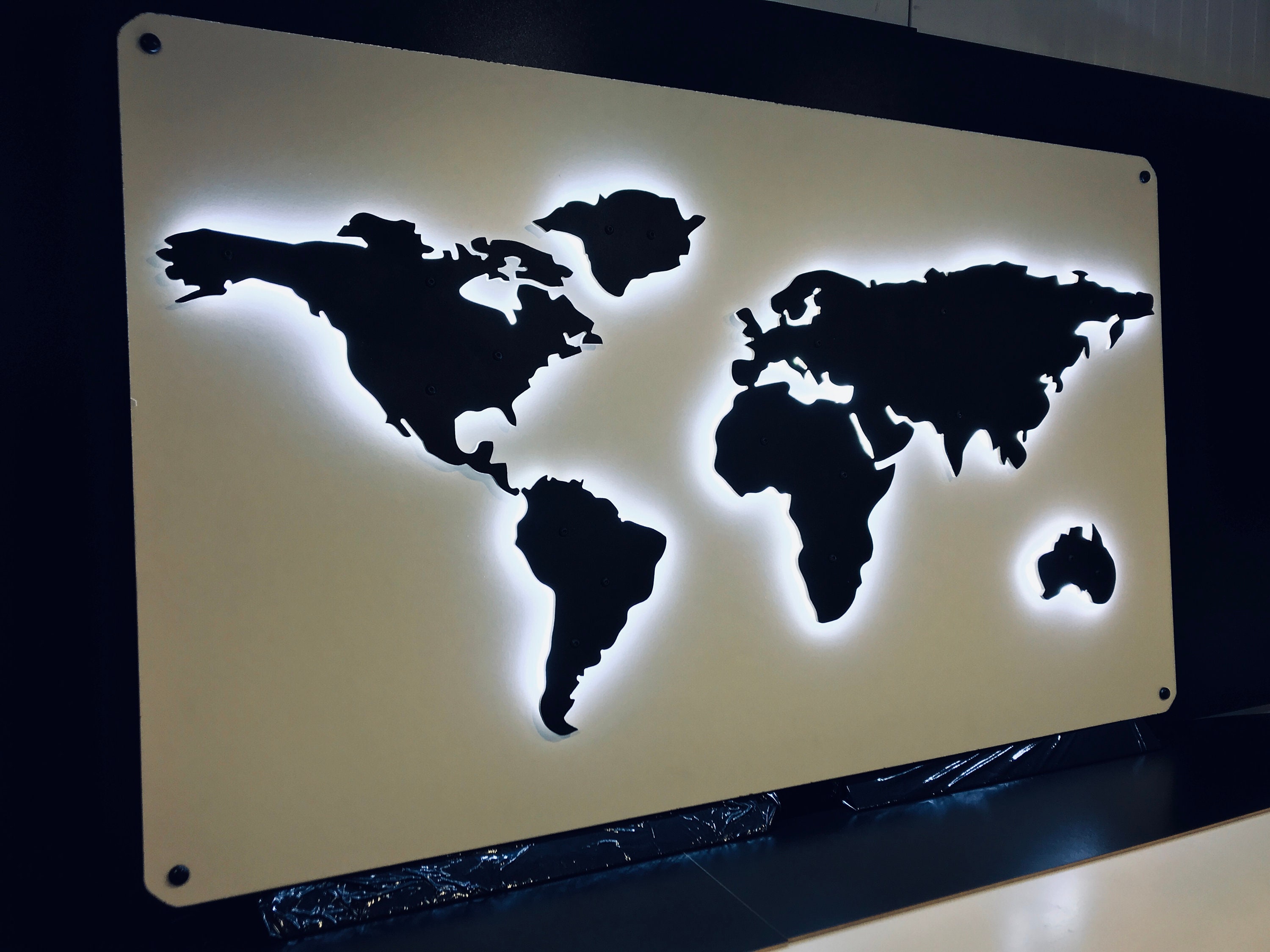 Mapa del mundo LED blanco decoración de pared / mapa del mundo de ...