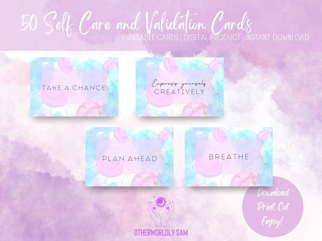 50 Self Care and Validation Printable Cards | Printable Self Care Self ...