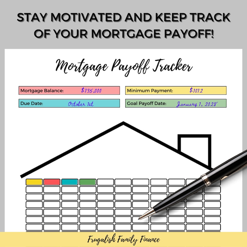 House Payoff Tracker, Debt Free Chart, House Tracker, Mortgage Payoff ...