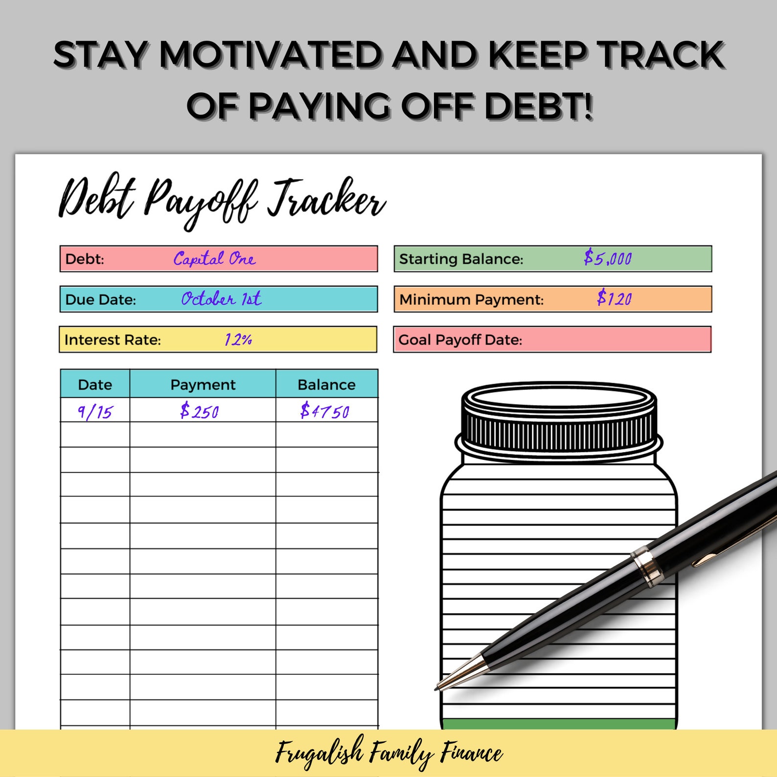 Debt Payoff Tracker Printable Printable Debt Tracker - Etsy Canada