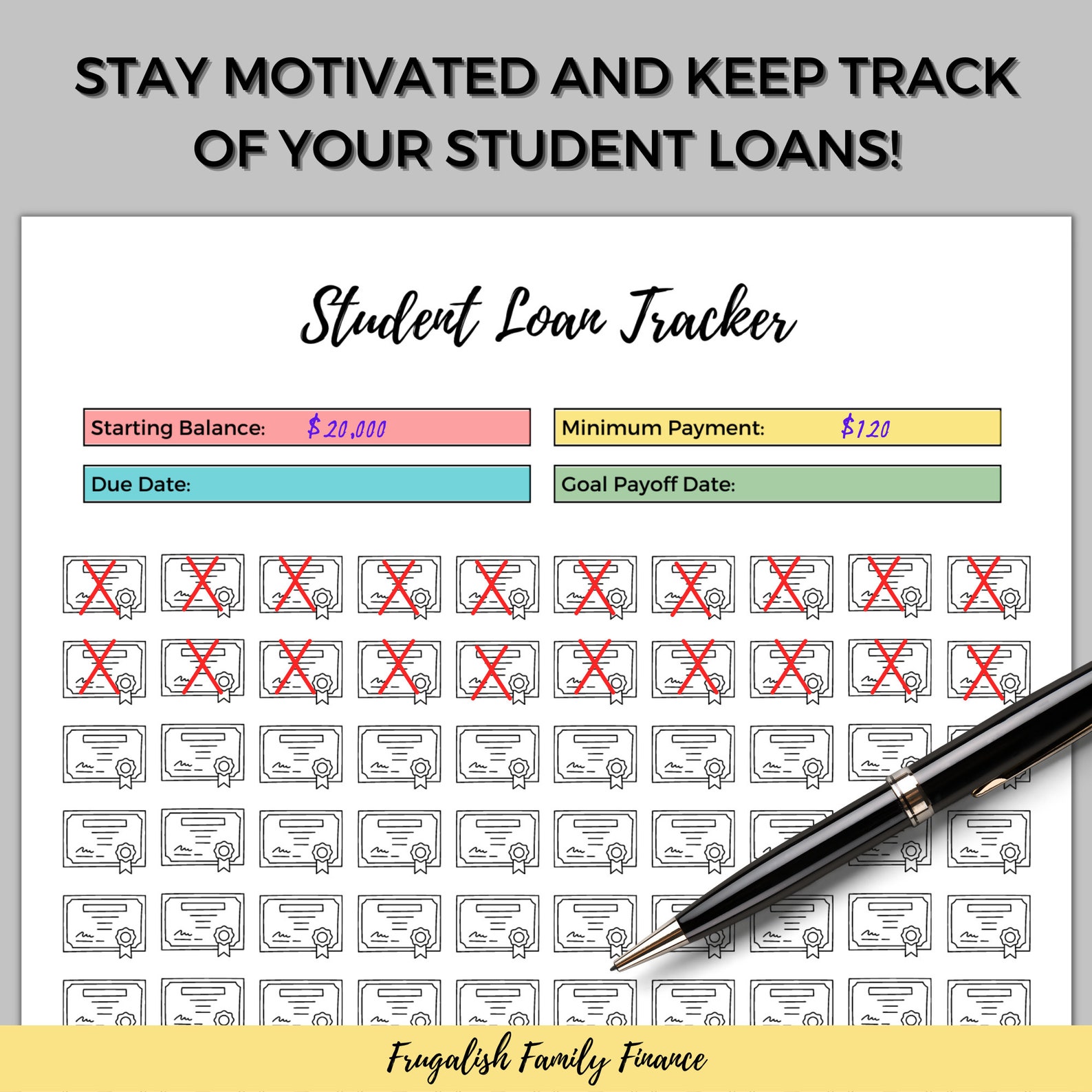 Student Loan Payoff Tracker Debt Payoff Tracker Printable Instant ...